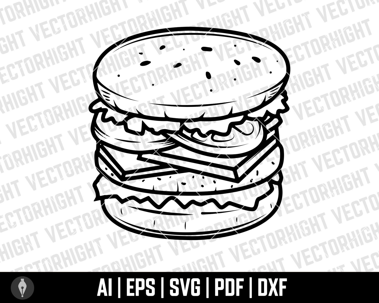 Burger Clipart SVG Hamburger Shape Ai Eps Pdf Dxf. | Etsy