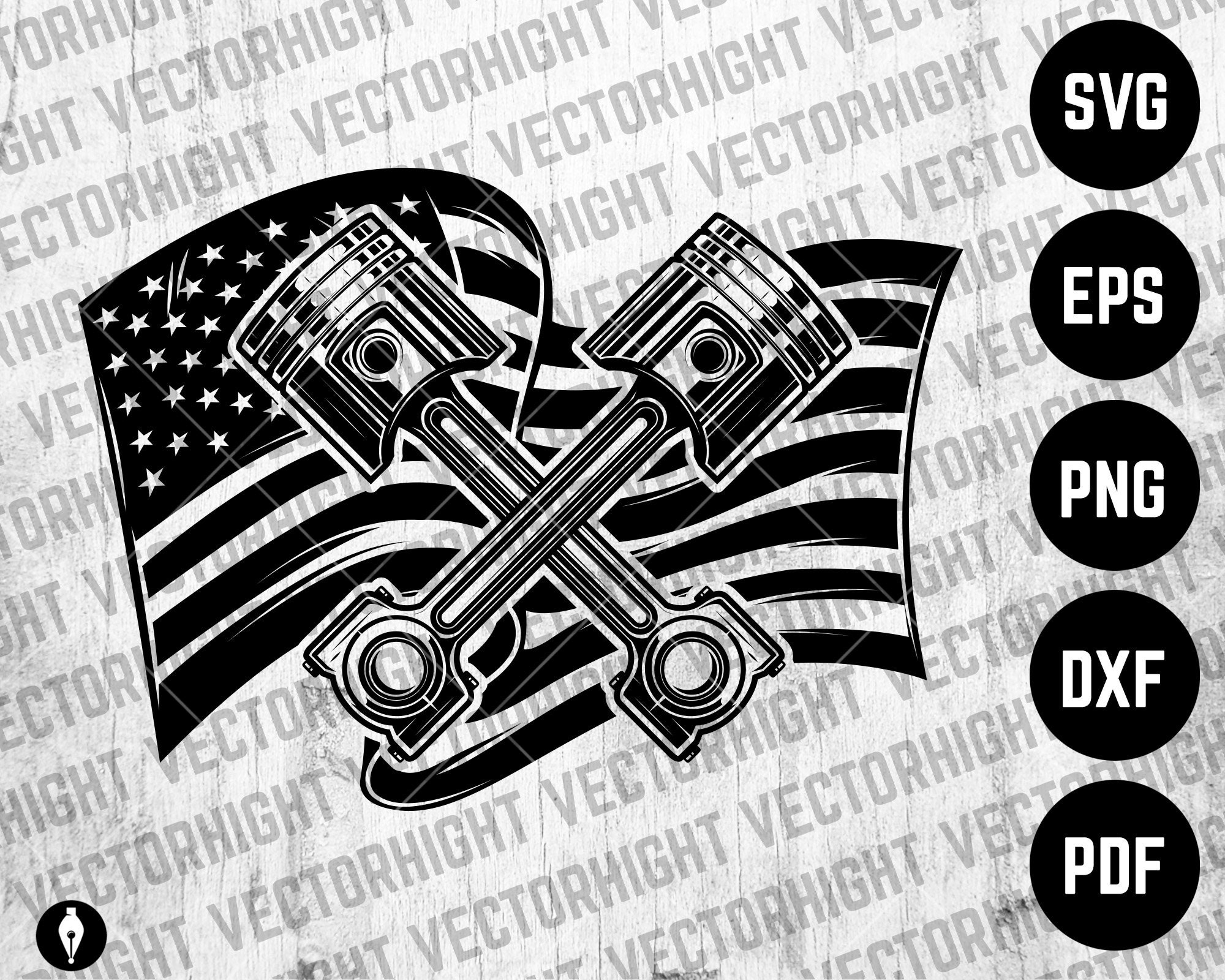 Crossed Pistons Svg, American Mechanic Dxf, Piston Svg, Patriotic ...
