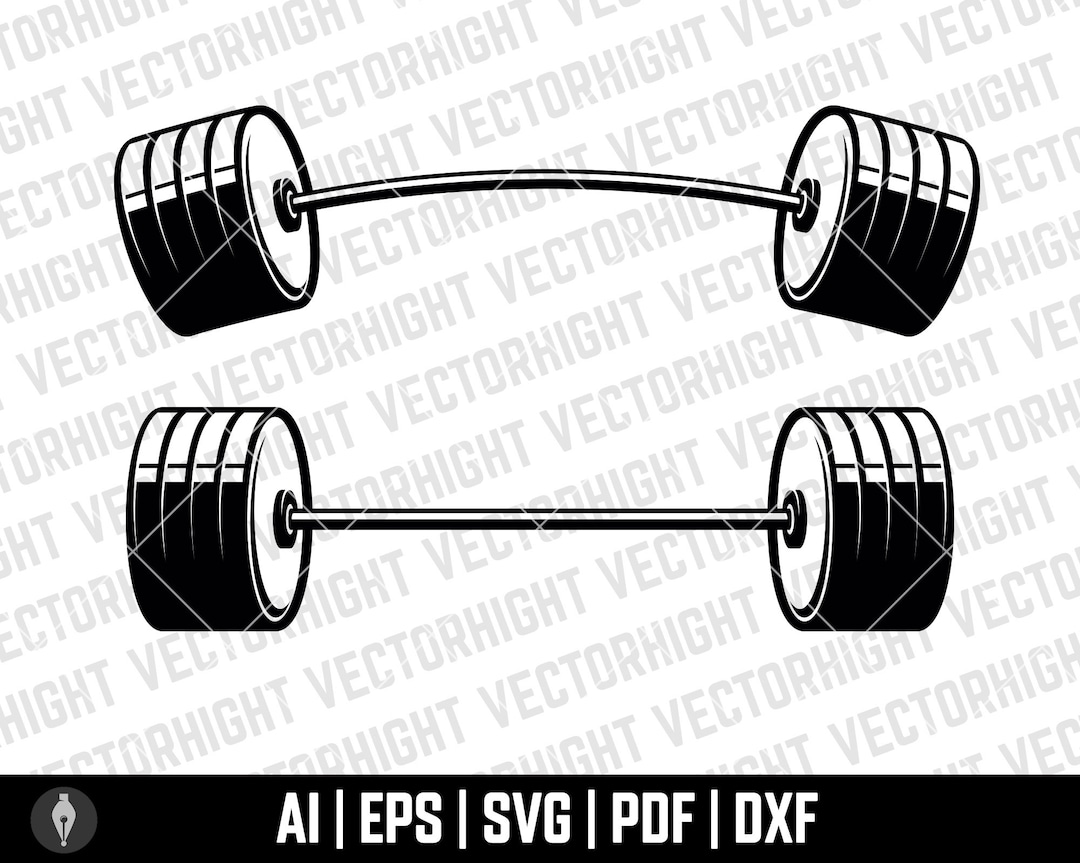 Fitness Barbell Weight SVG, Barbell Shape Ai, Eps, Pdf, Dxf. Weight ...