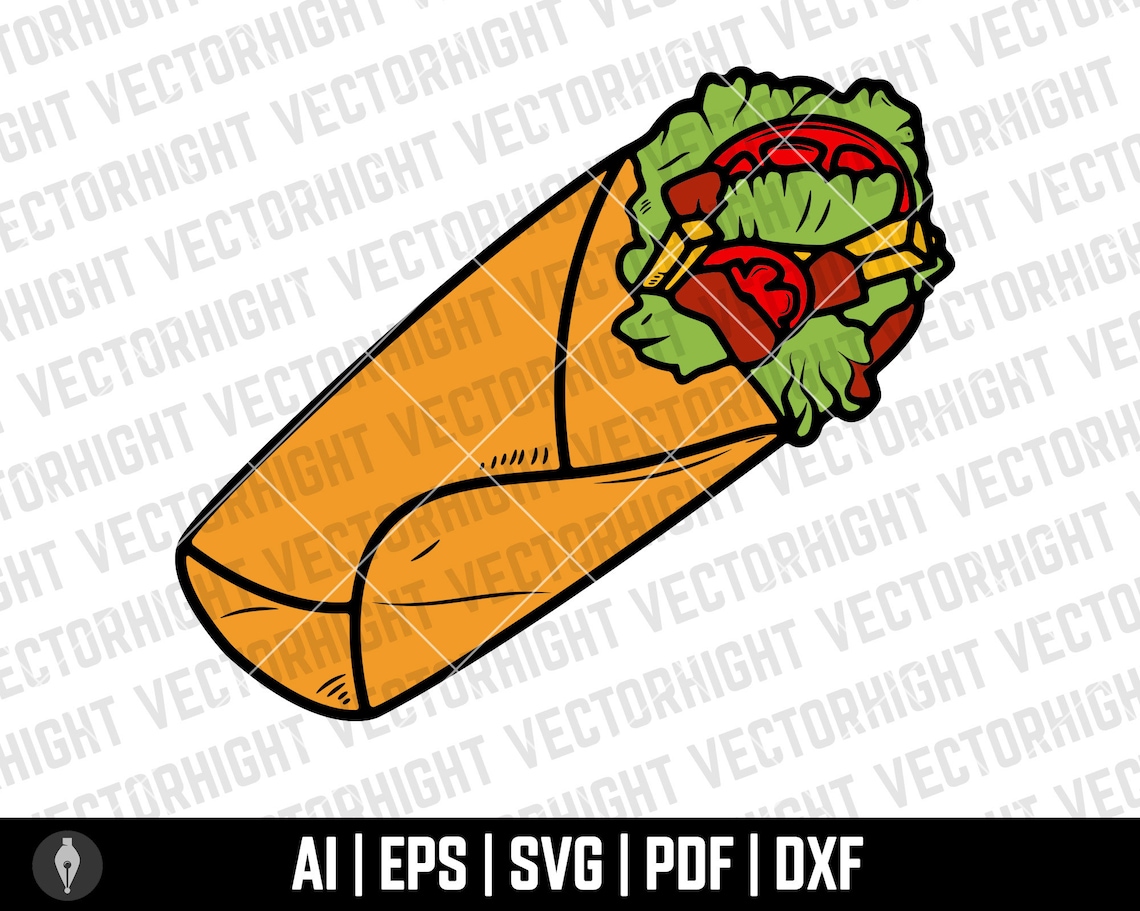 Taco Burrito Clipart SVG Burrito Shape Ai Eps Pdf Dxf. | Etsy