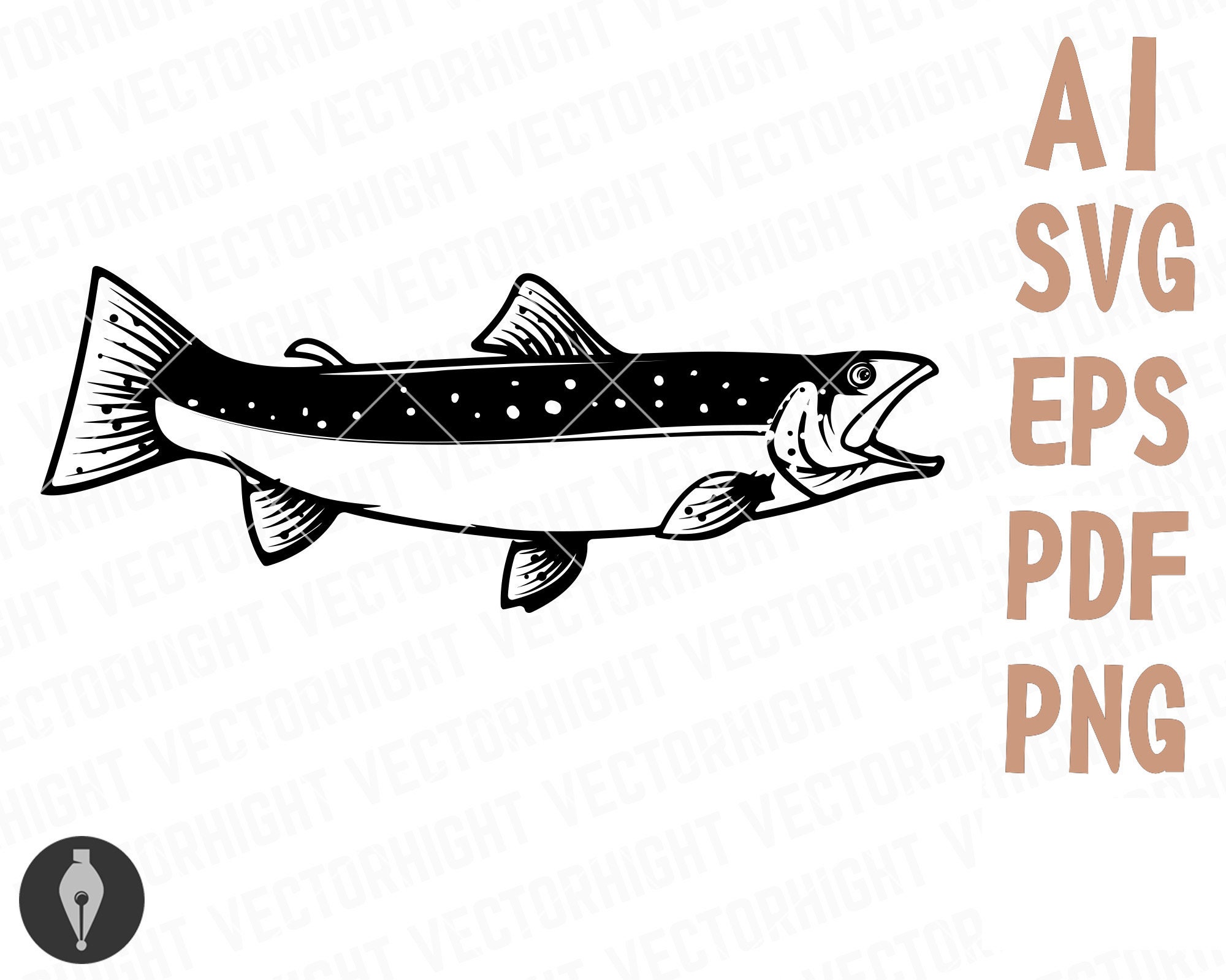 Trout Fishing Clipart, Trout Svg, Trout Fishing Emblems, Trout Eps, Ai ...