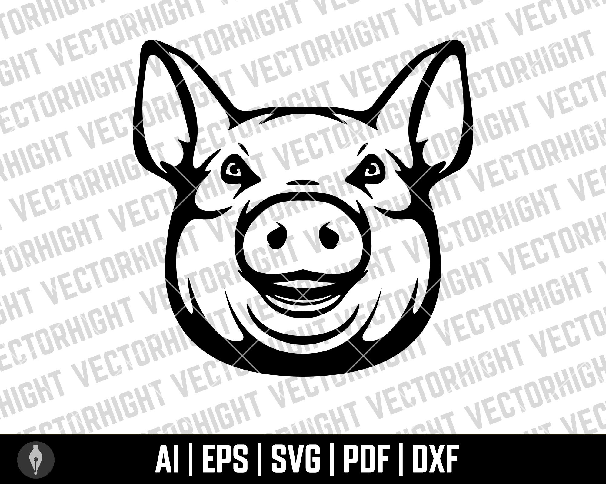 Pig Head Pork Head Shape SVG Ai Eps Pdf Dxf. Boar Head - Etsy