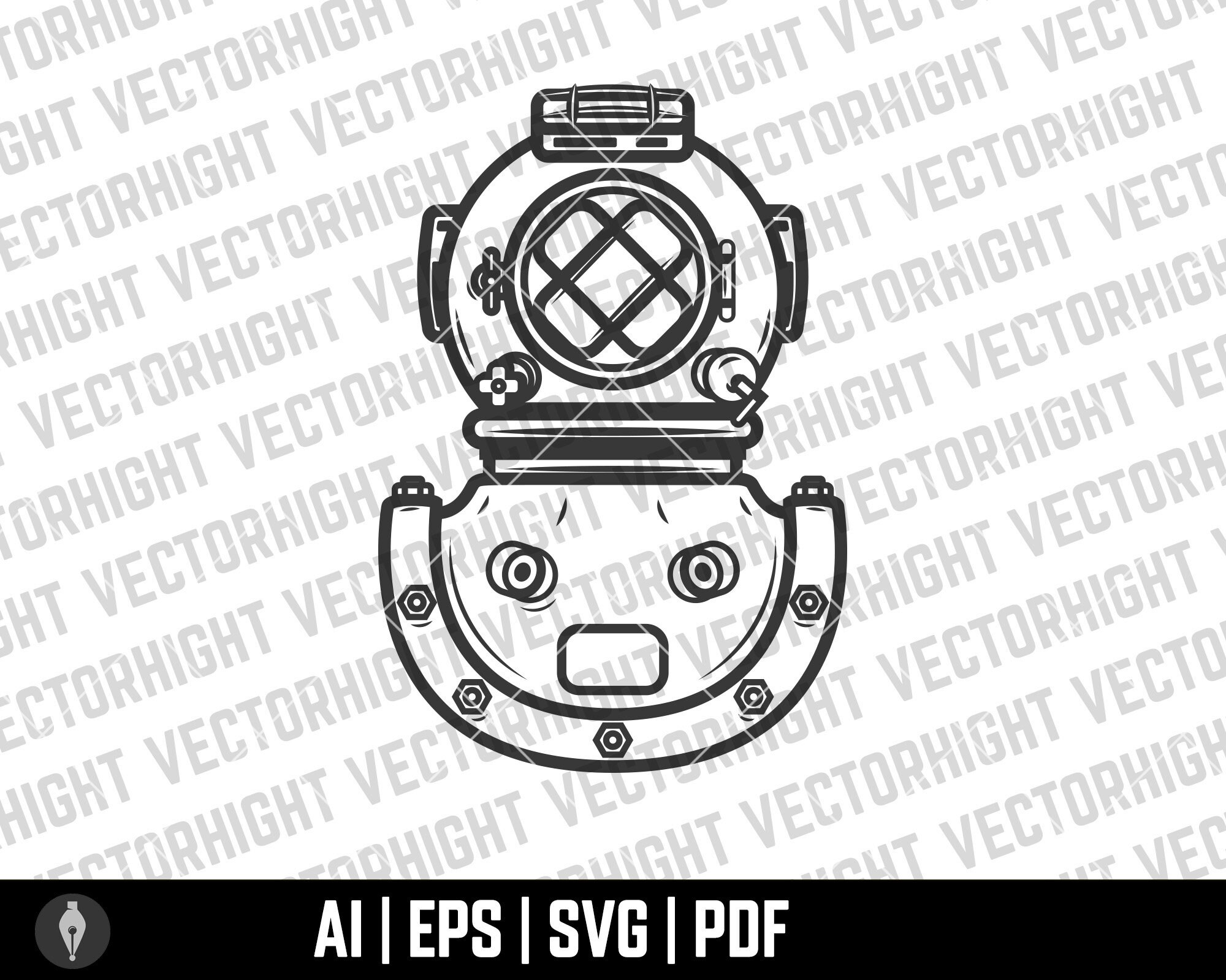 Diving Helmet, Retro Divers Helmet, Diver Mask, Diving Helmet Eps, Svg ...