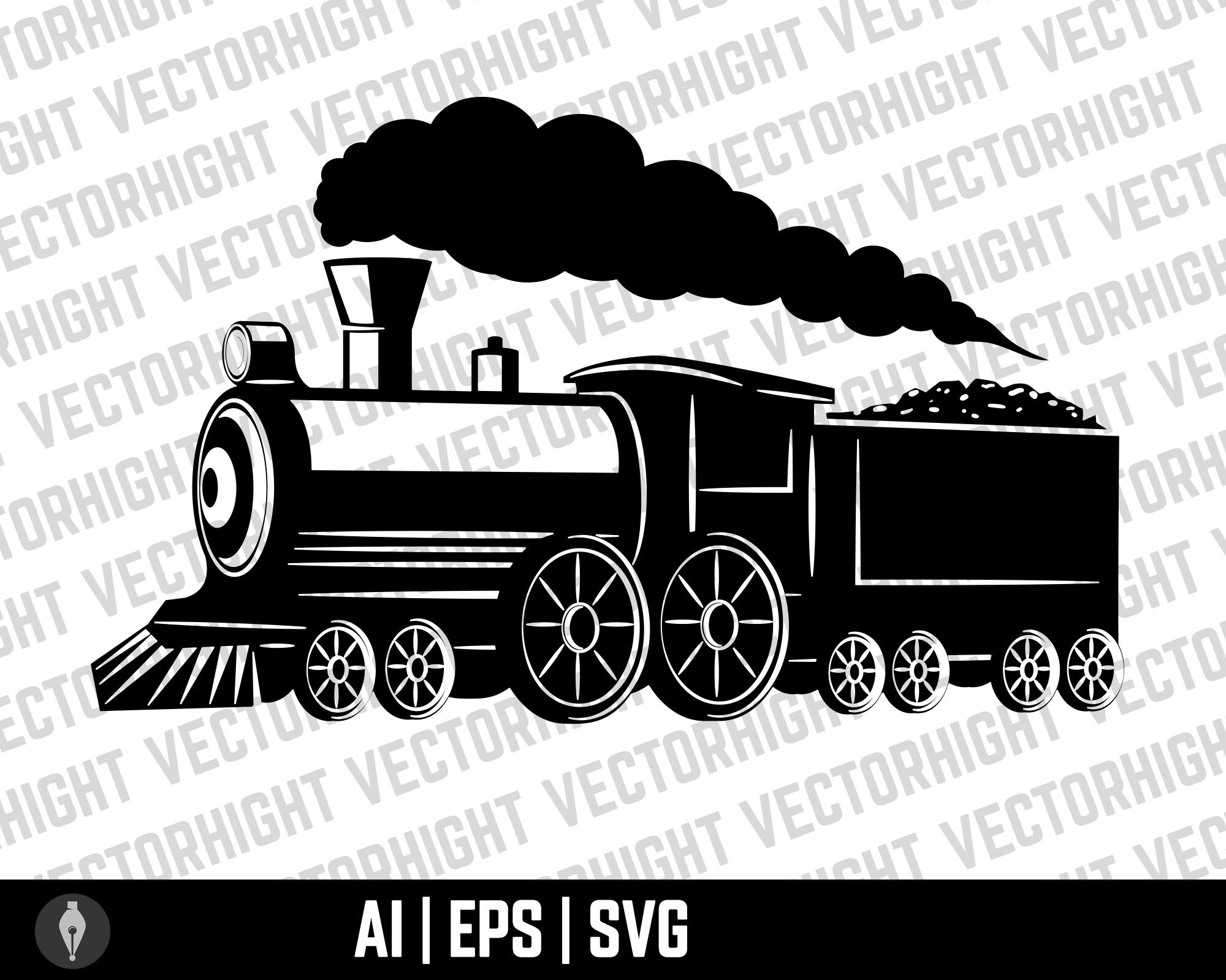 Retro Train Clipart, Choo Choo Traine Vector, Traine Eps, Svg, Ai ...