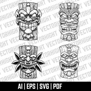 Tiki Idol, Tiki Wooden Statue Svg, Eps, Ai, Pdf, Hawaiian Tiki Digital ...