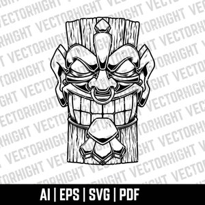 Tiki Idol, Tiki Wooden Statue Svg, Eps, Ai, Pdf, Hawaiian Tiki Digital ...