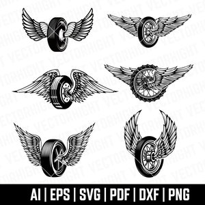 Winged Wheel Bundle Svg Winged Wheels Shape Svg. Winged Wheel | Etsy