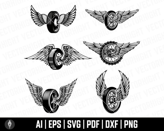 Winged Wheel Bundle Svg Winged Wheels Shape Svg. Winged Wheel | Etsy