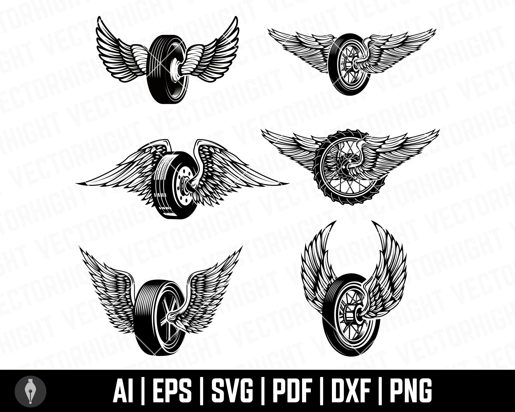 Winged Wheel Bundle Svg Winged Wheels Shape Svg. Winged Wheel | Etsy
