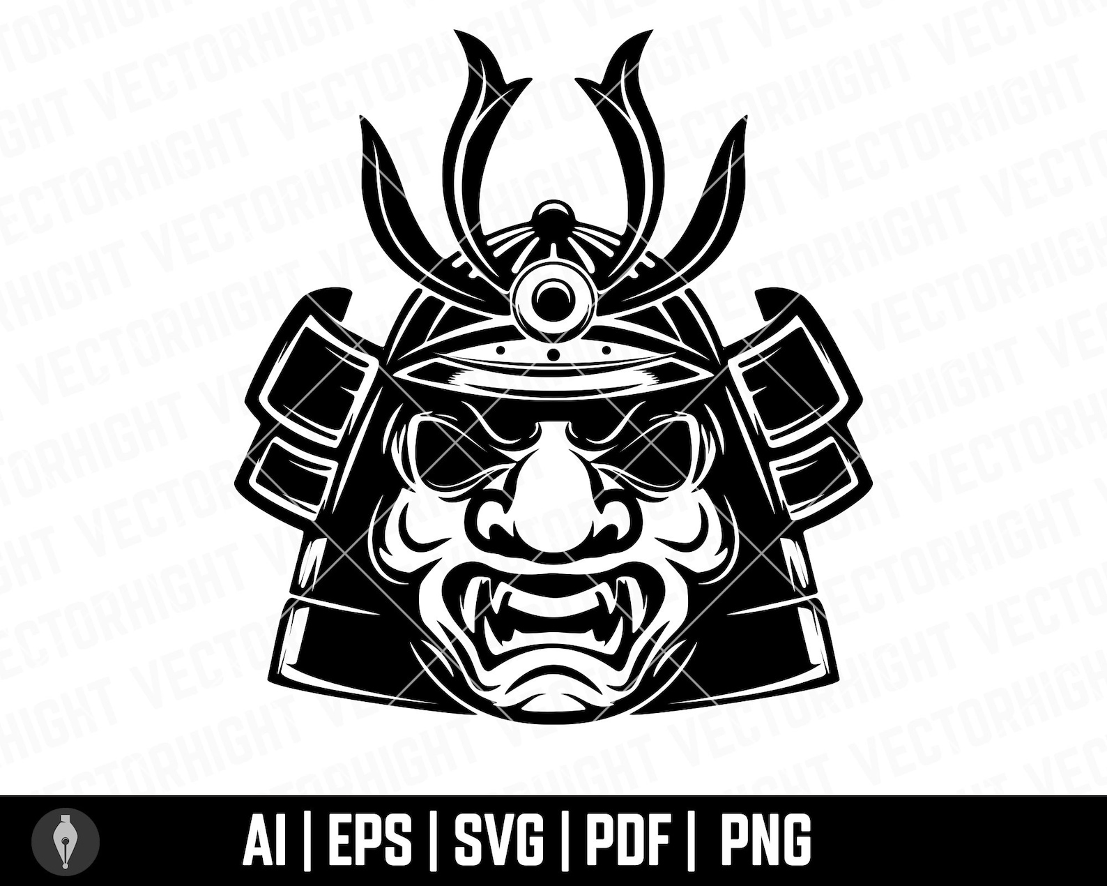Samurai Helmet Vector, Samurai Warrior Mask Eps, Ai, Svg. Karate ...