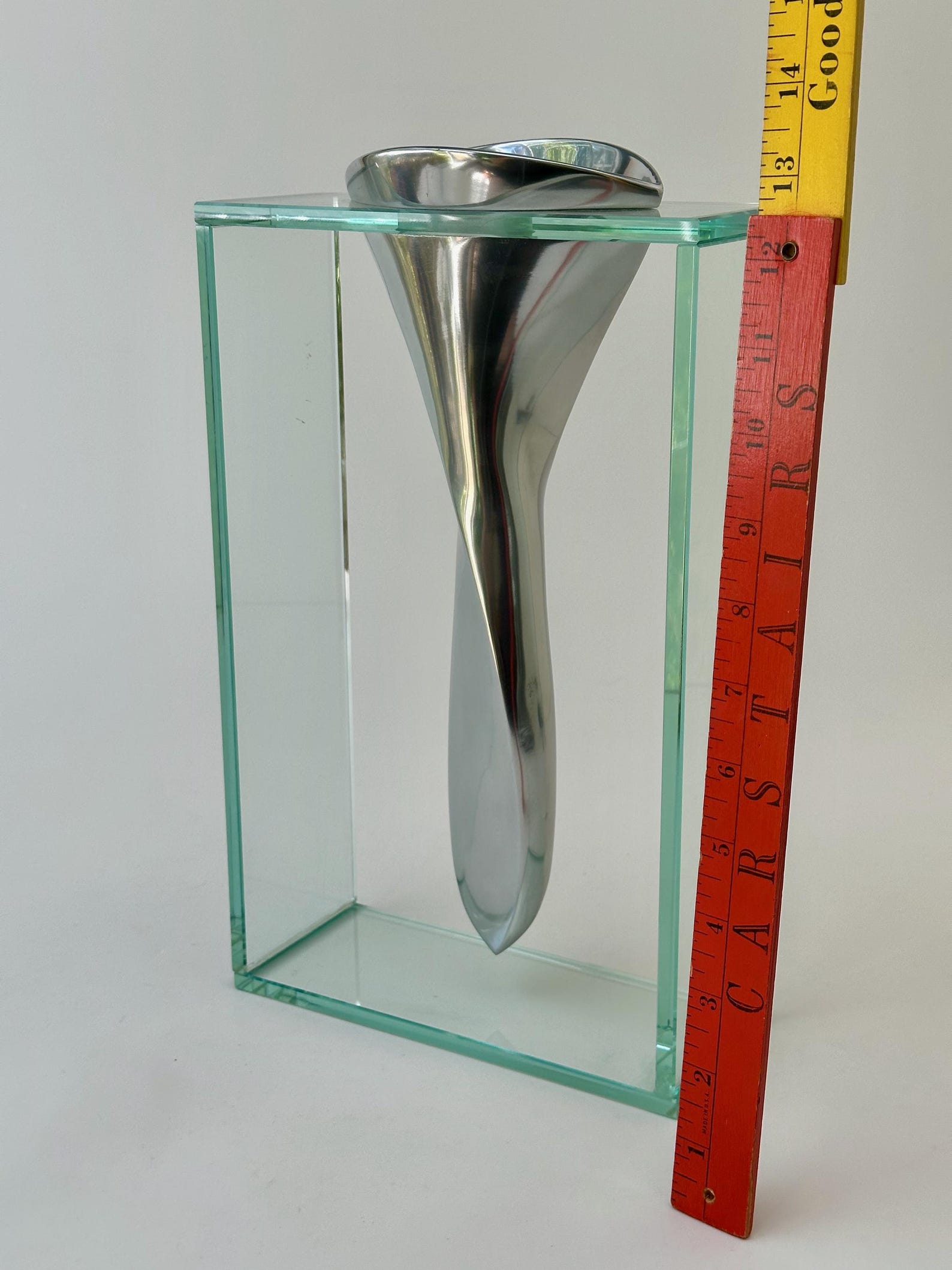 Lisa Mori - Organic Modernist MCM Vase - Spiral Twist Polished Aluminum ...