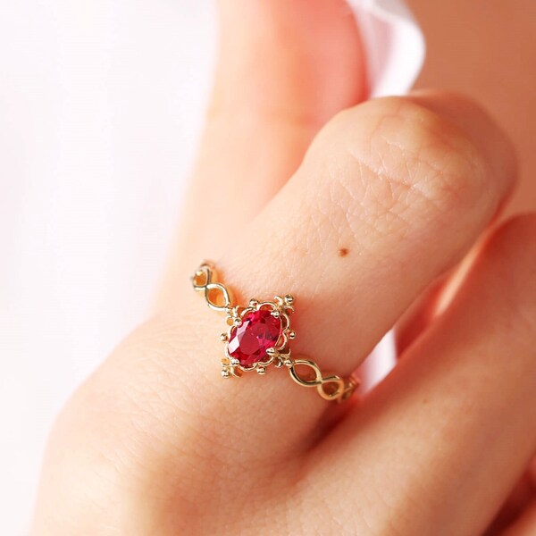 Ruby Gold Ring - Etsy