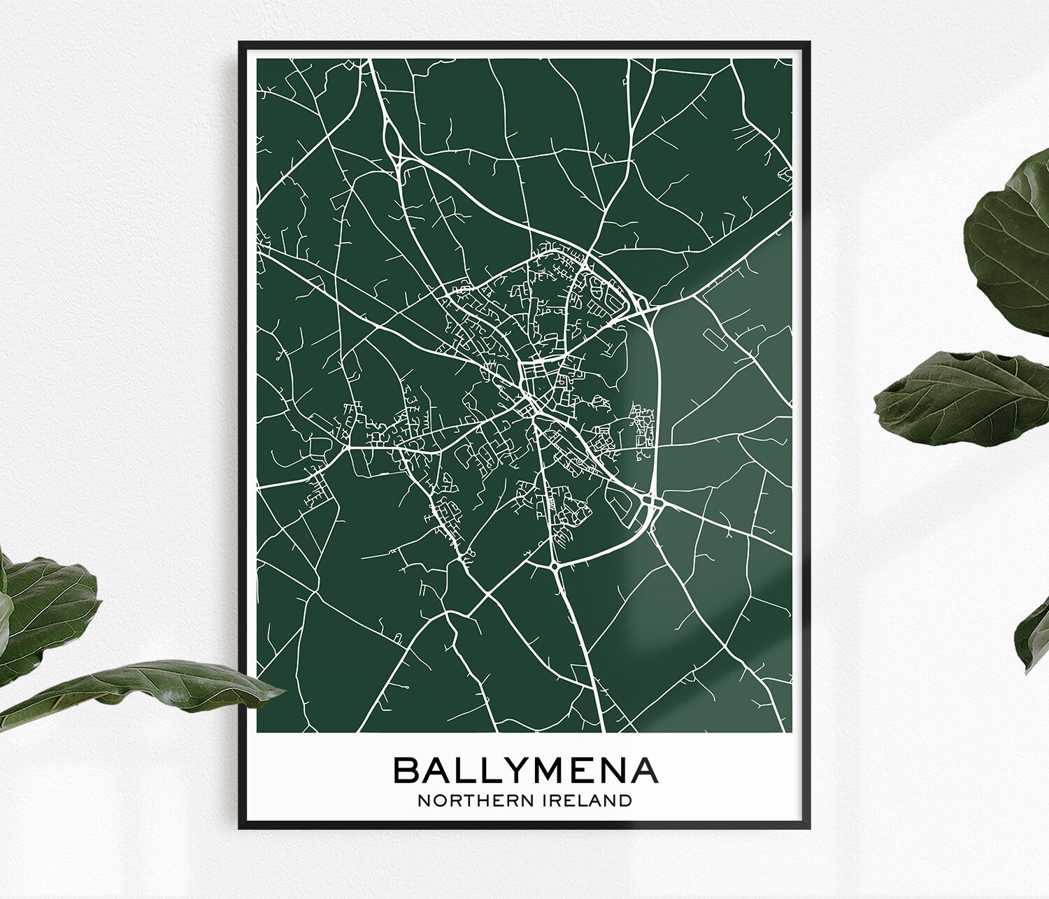 Ballymena Map Print Map Print Ballymena City Print | Etsy