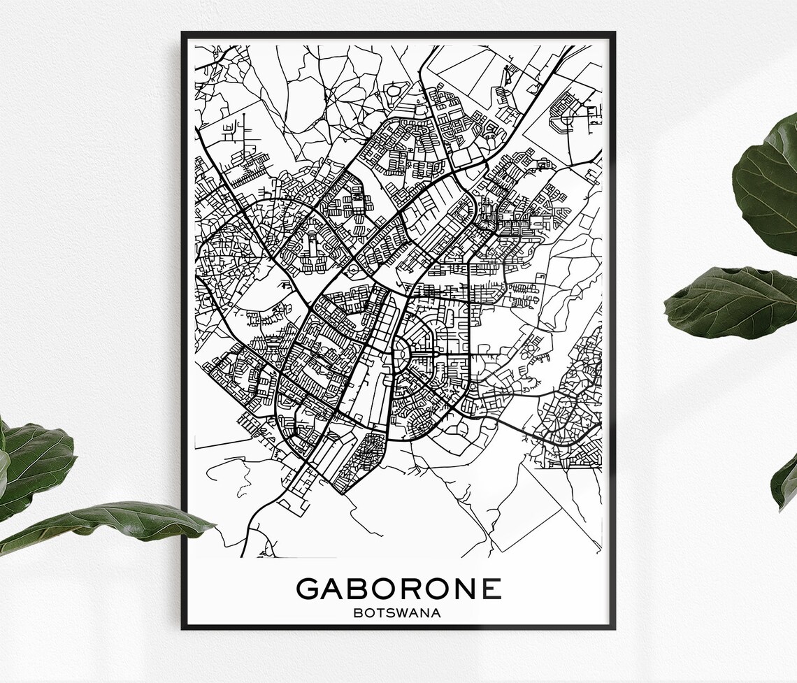 Gaborone Map Print Colour Map Print Gaborone Print City Map | Etsy