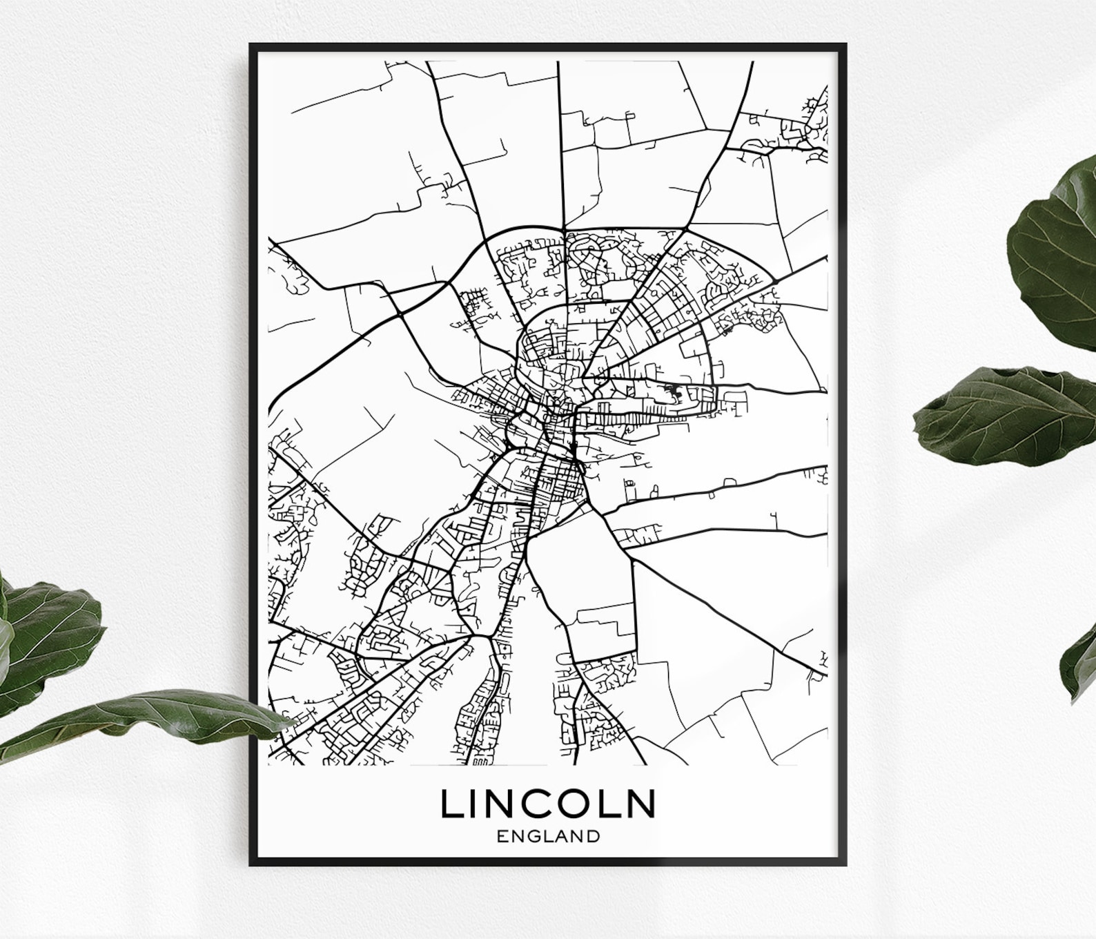 Lincoln Map Print Colour Map Print City Map Prints Lincoln | Etsy
