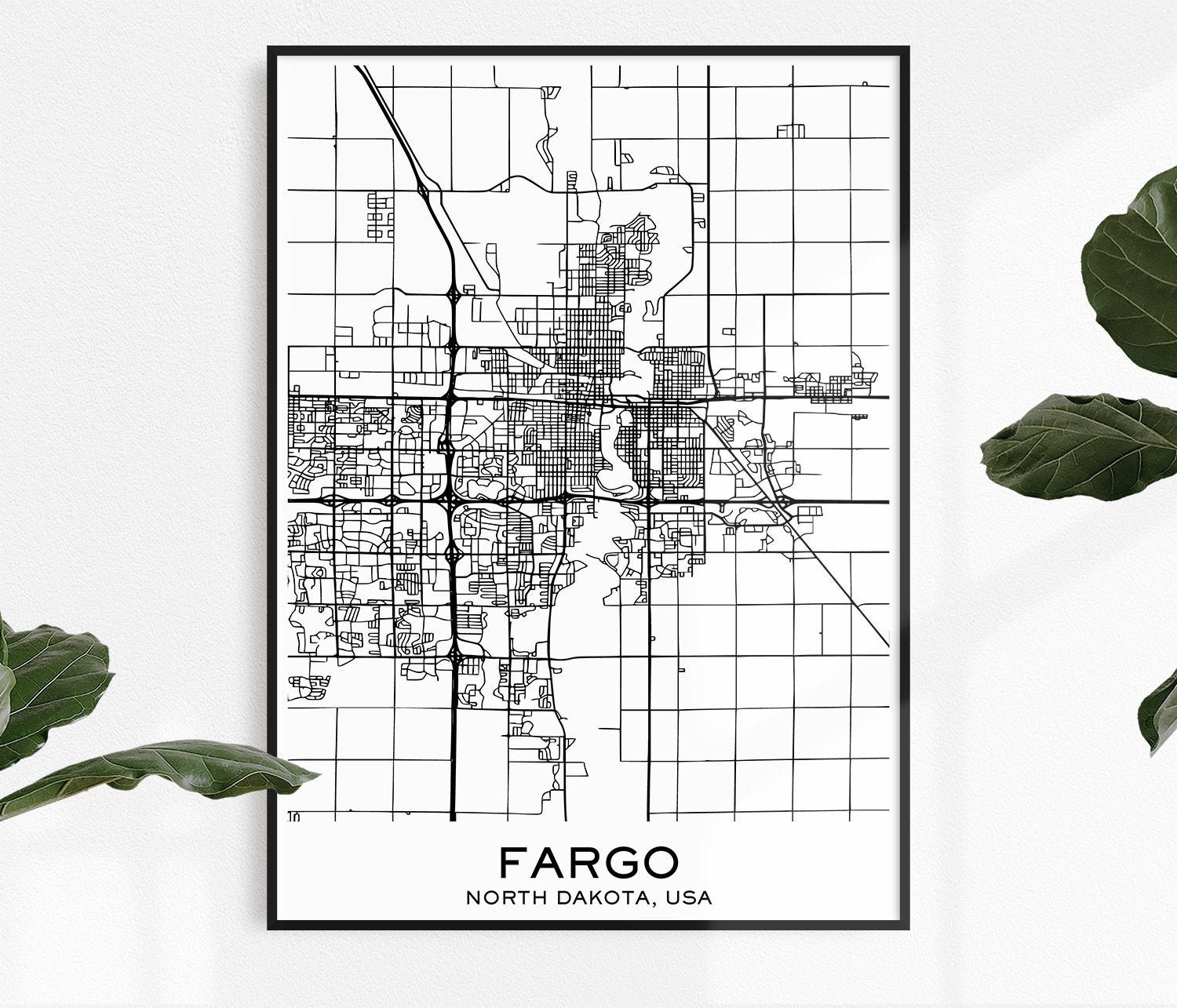 Fargo Map Print Map Print Fargo City Print Fargo Fargo | Etsy