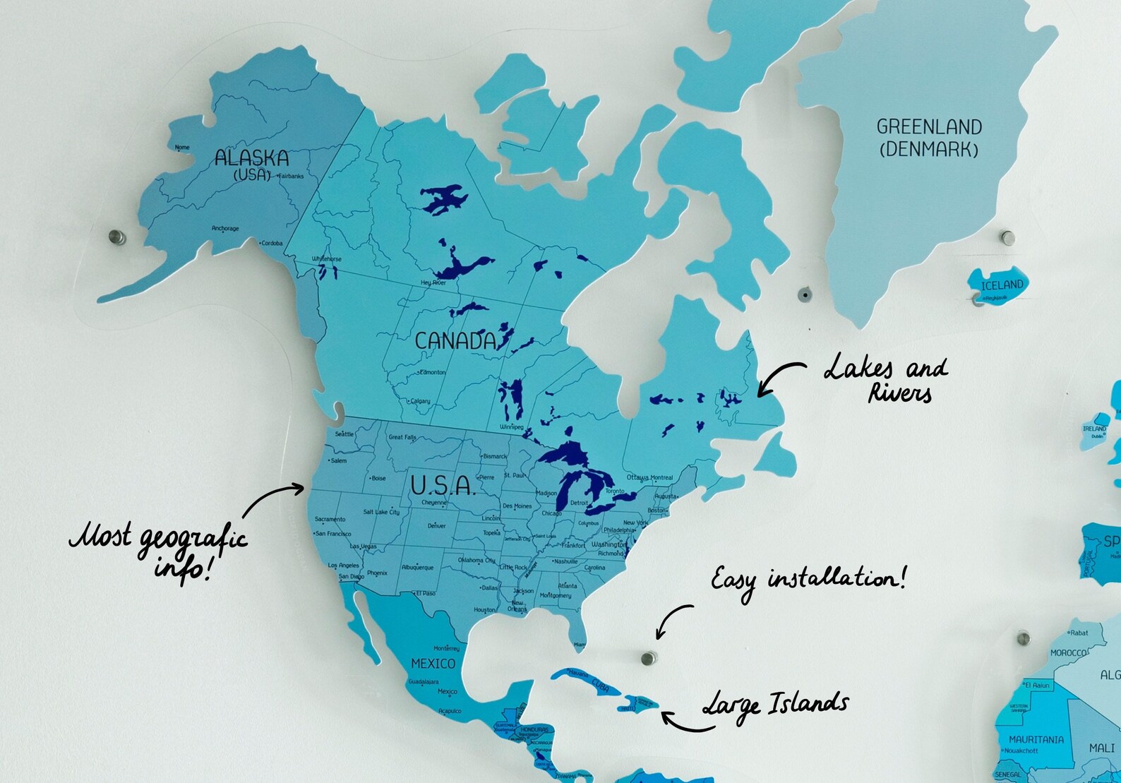 Custom Travel Map Continent Map PVC World Map for Wall | Etsy