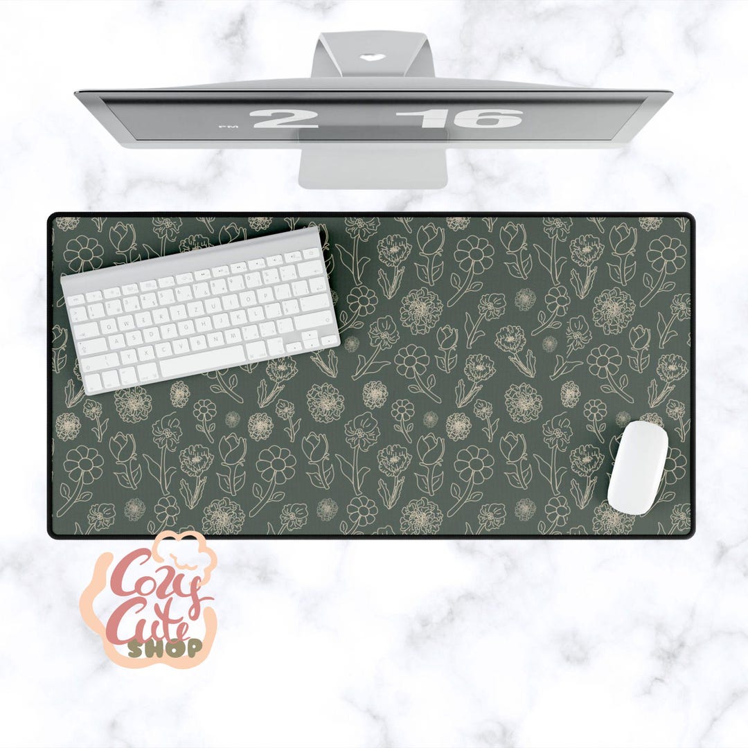 Green Boho Wildflower Desk Keyboard Mat Gift for Nature Lovers ...