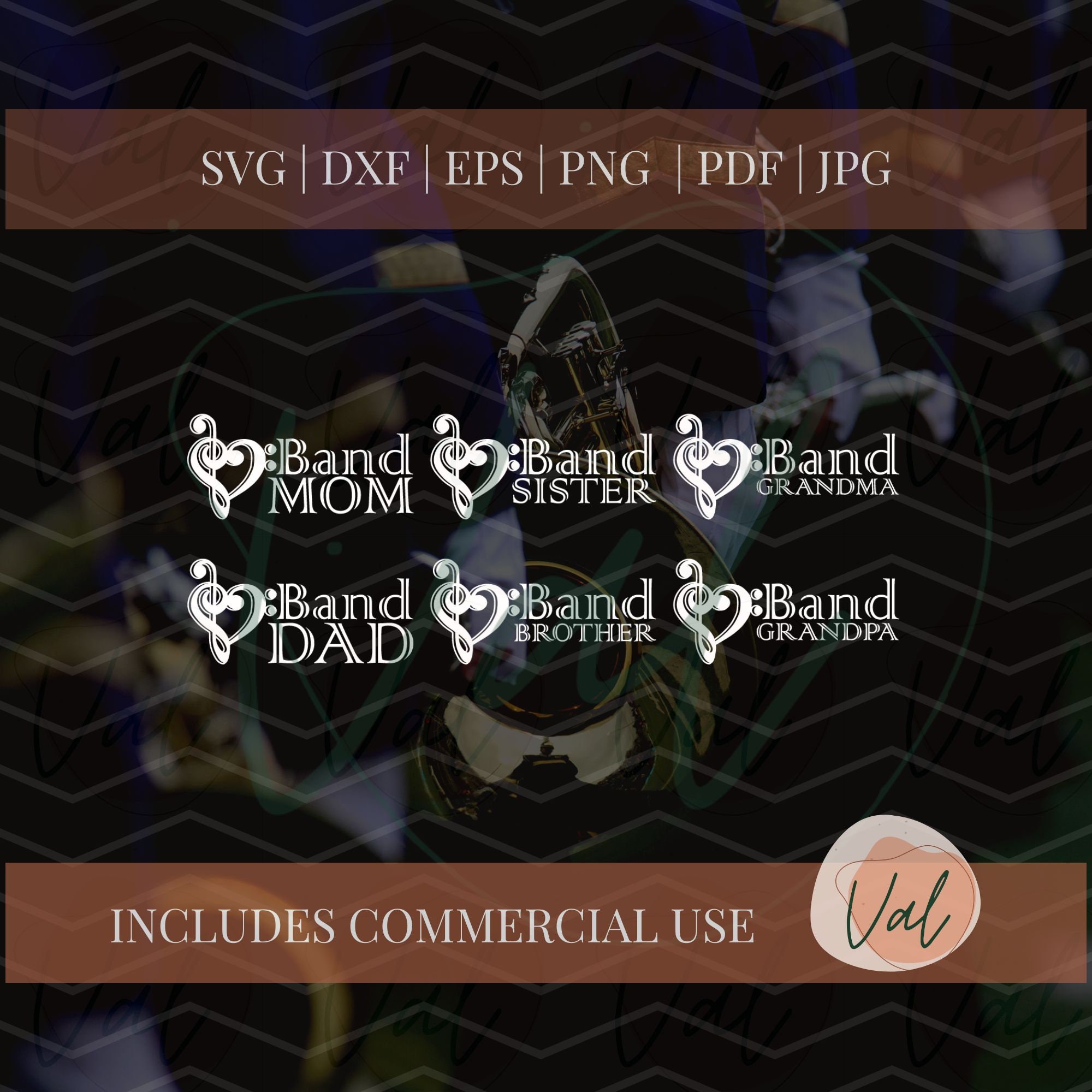 Band Bundle Mom Dad Grandma Grandpa Brother Sister SVG/PNG - Etsy