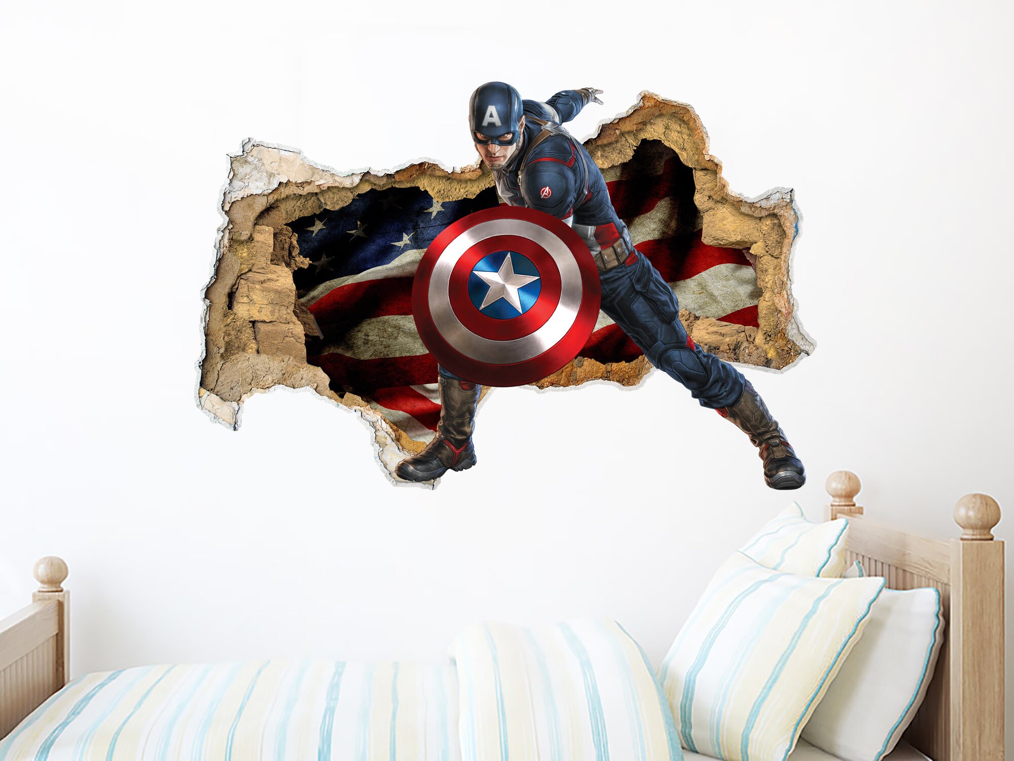 Captain America Wall Decal for Boy Nursery Room, Superhero Vinyl ...