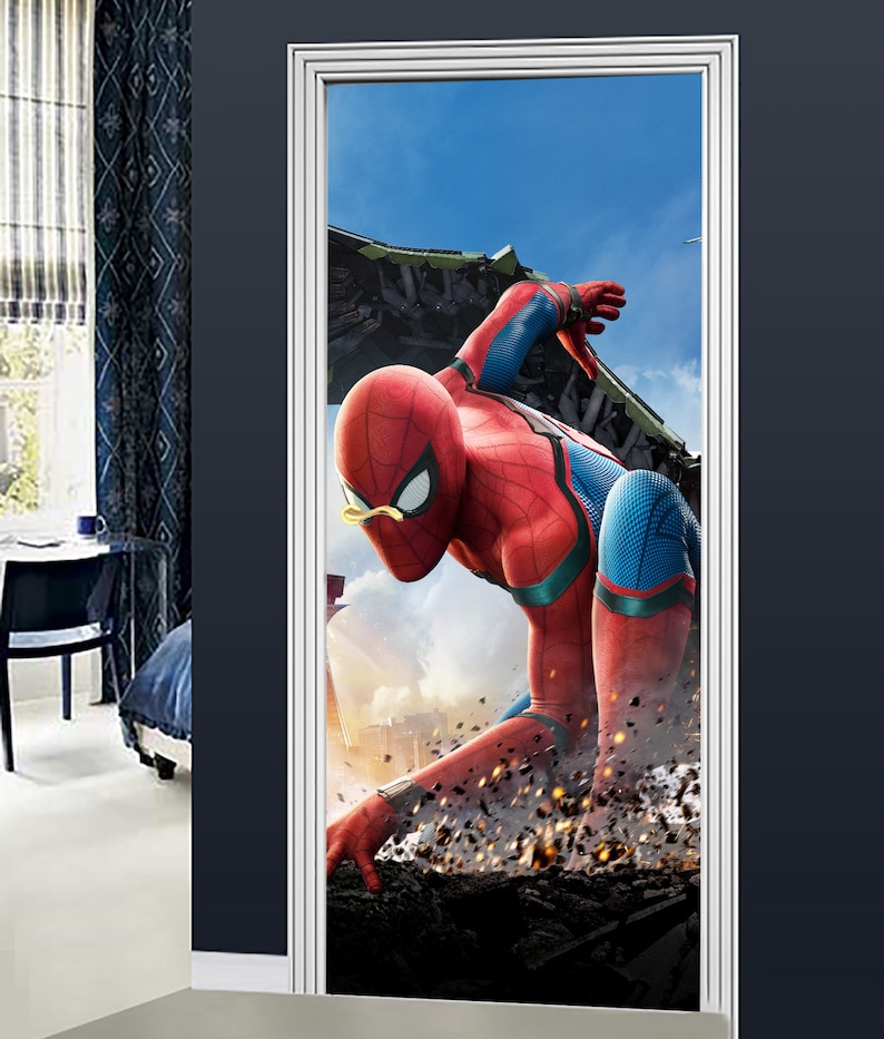 3D Spiderman Sticker for Door Door Vinyl Skin Door Cover - Etsy
