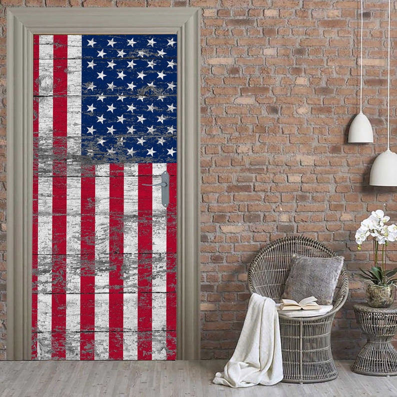 American Flag Door Banner Patriotic Door Mural American Flag - Etsy
