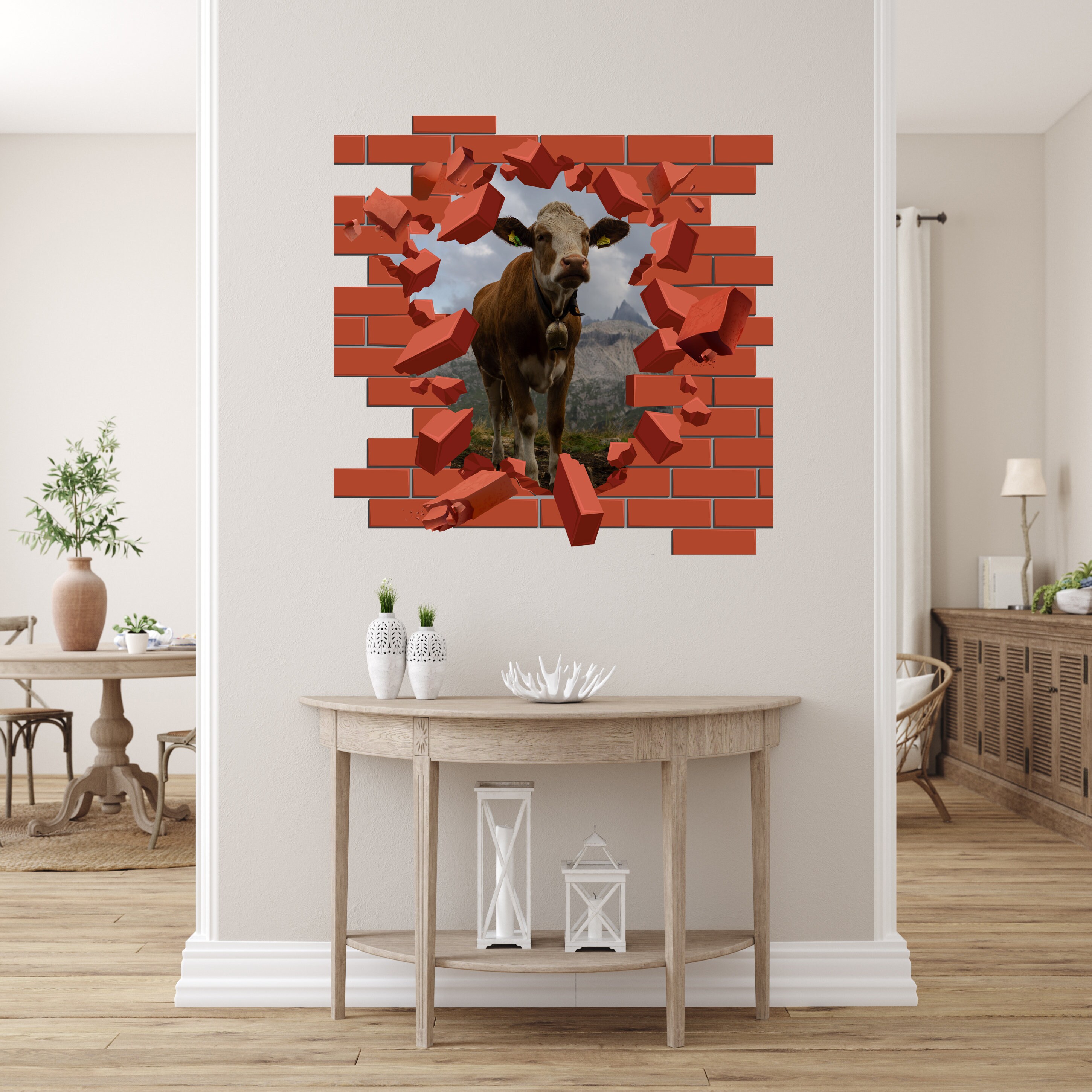 Cow Wall Decal. Cow Window Vinyl Sticker Murals. Animals Highland Cow ...