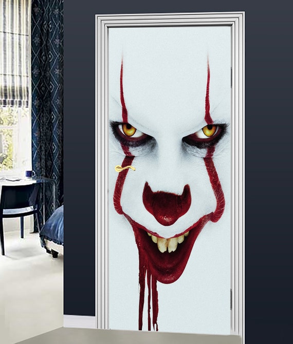 Pennywise Clown Door Cover Mural It Horrors Halloween Outdoor - Etsy