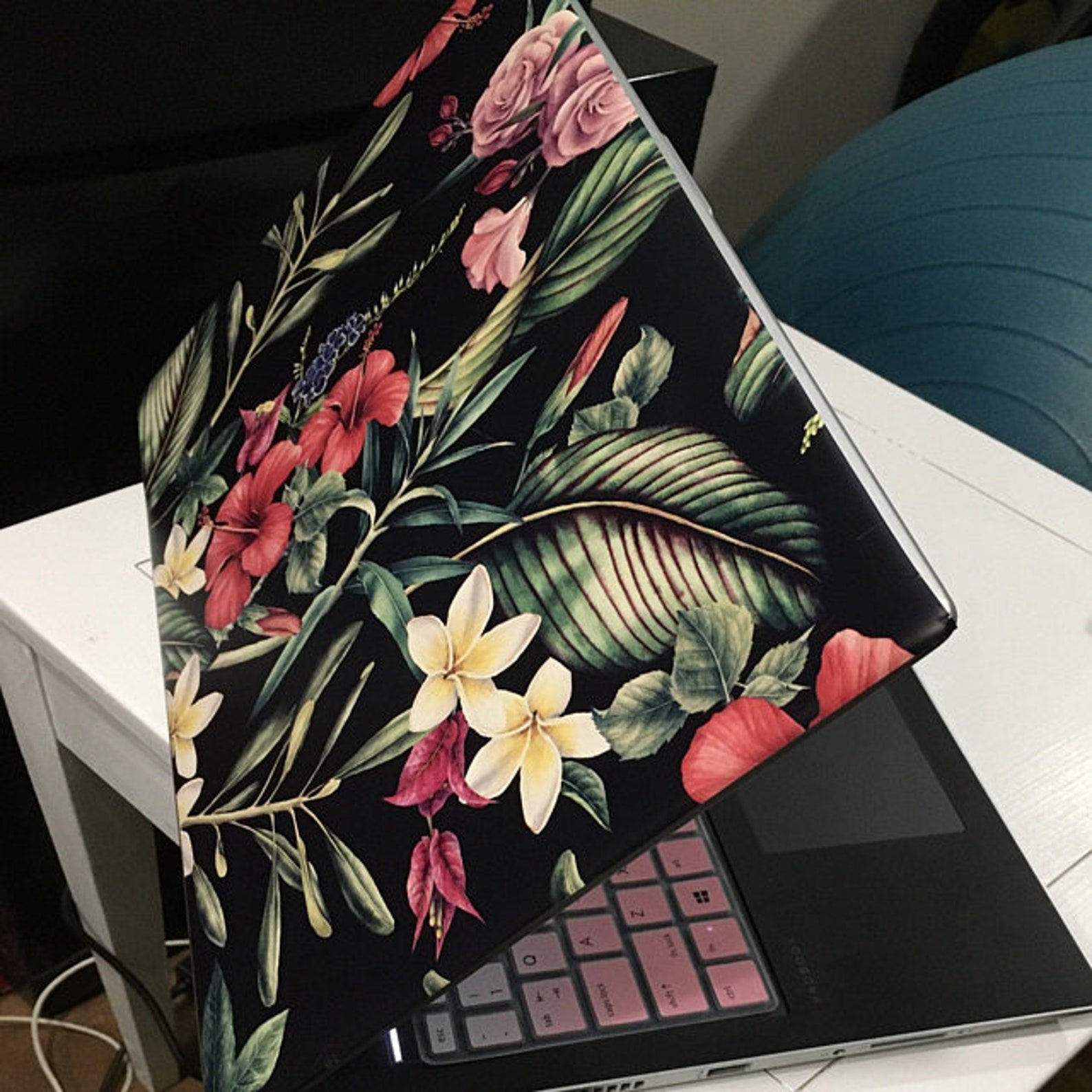 Dark Floral Laptop Decal Skin Flowers Notebook Vinyl Decal Hp | Etsy