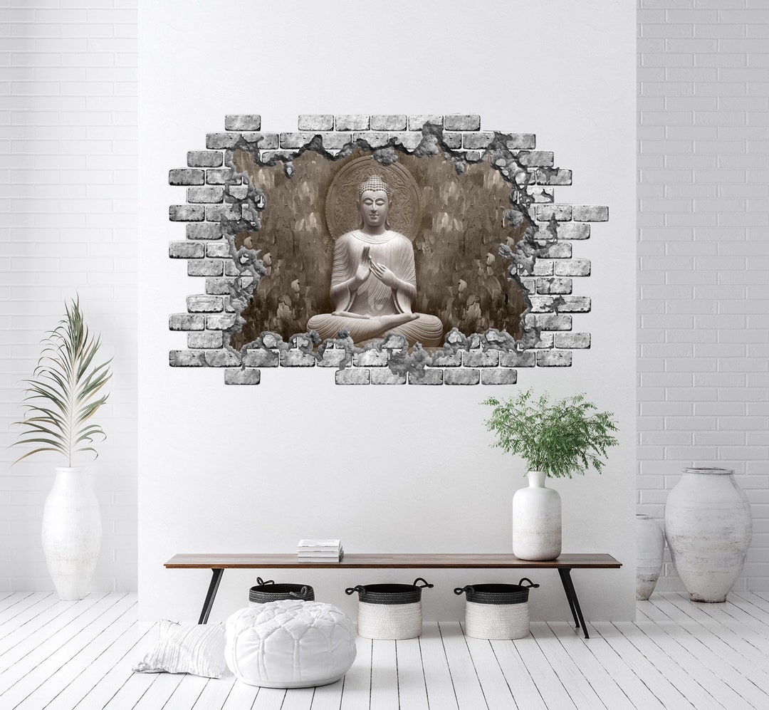 Buddha Wall Decal, 3D Buddha Window Vinyl Murals, Buddha Yoga OM ...