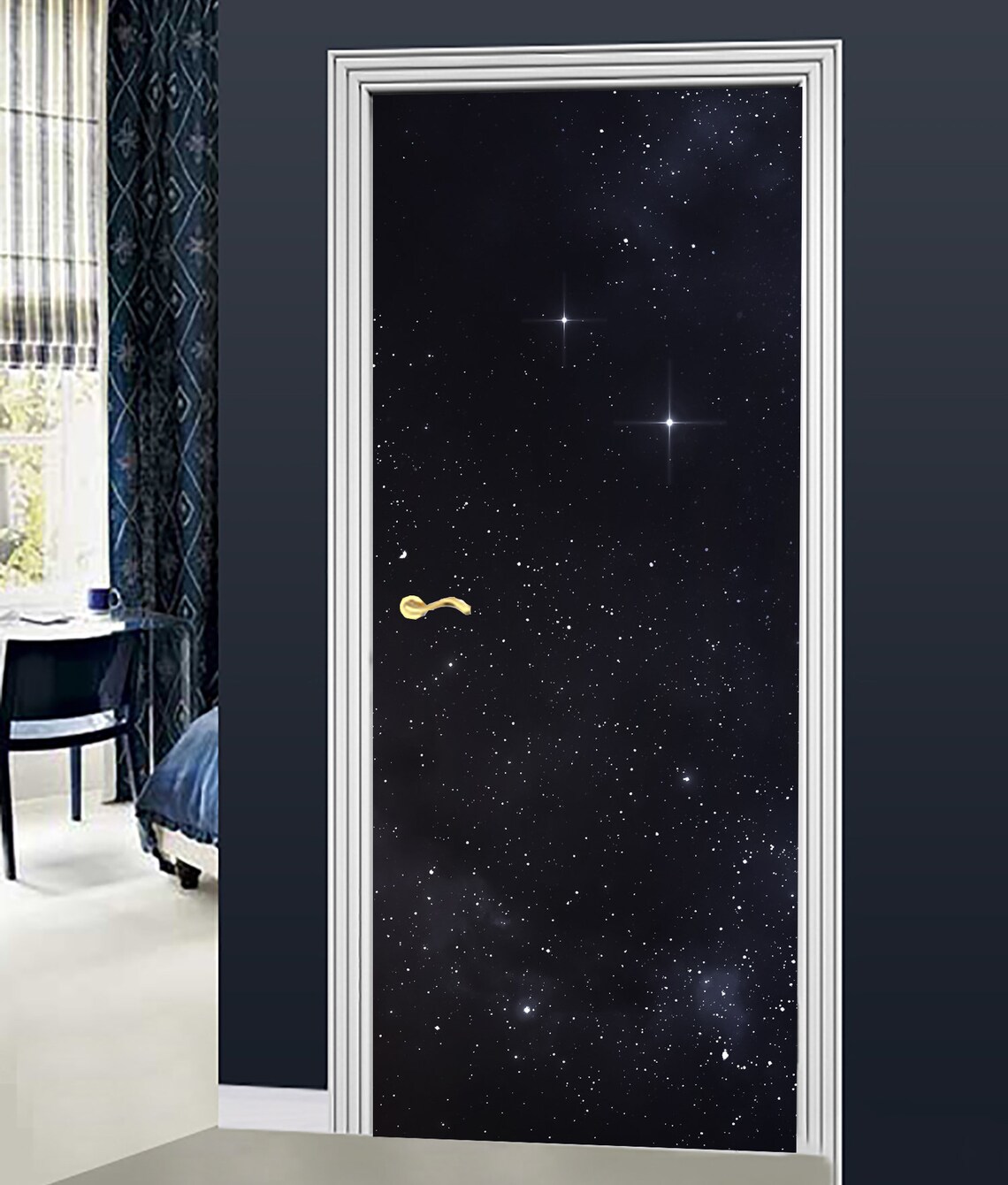 Galaxy With Stars Decal, Space Door Mural, Door Vinyl Cover, Galaxy ...