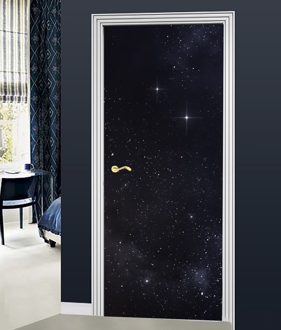 Galaxy With Stars Decal Space Door Mural Door Vinyl Cover - Etsy