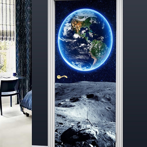 Galaxy With Stars Decal Space Door Mural Door Vinyl Cover - Etsy