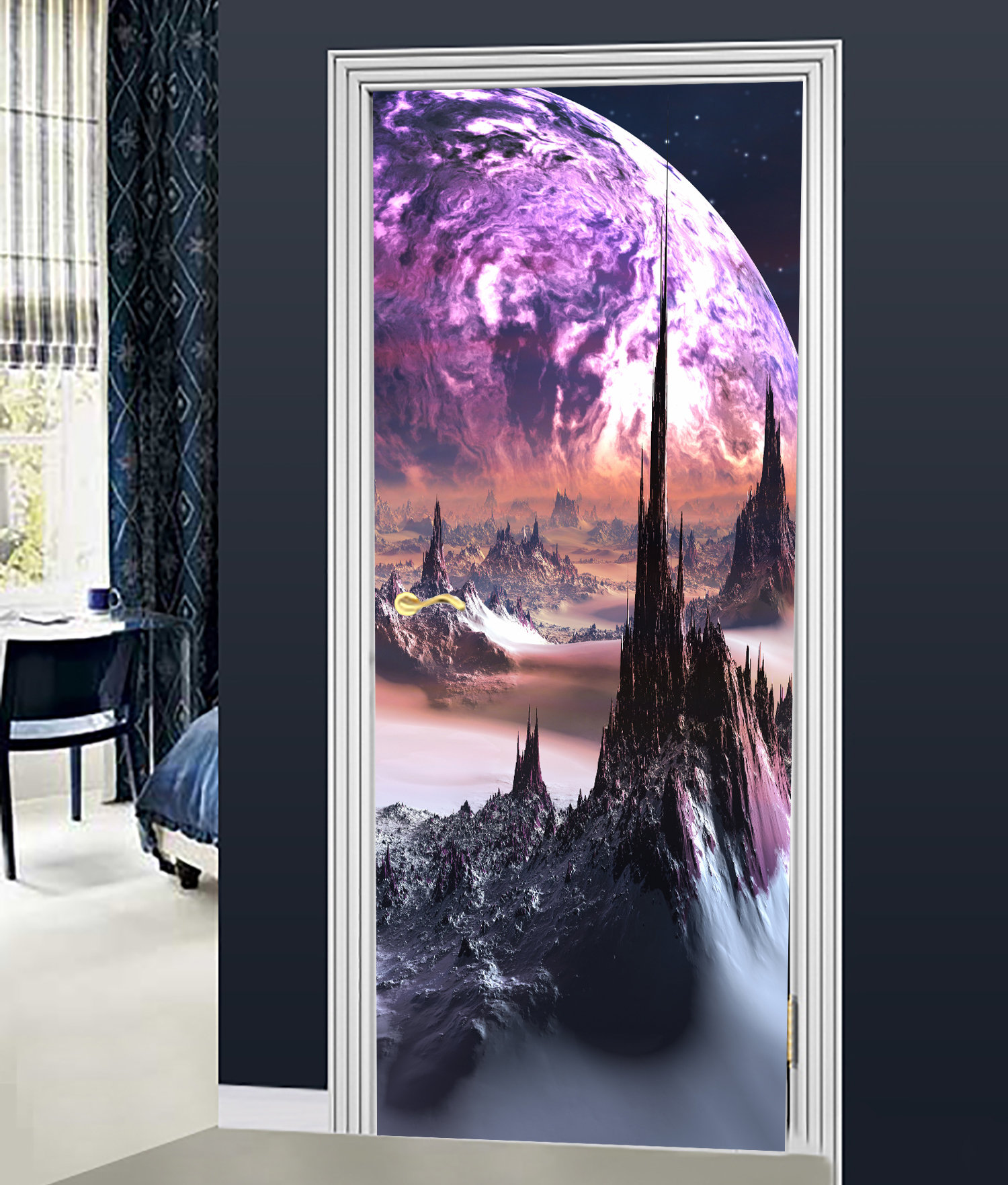 3D Space Mural for Door Space Moon Front Door Vinyl Galaxy - Etsy