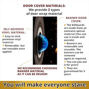 Planets Door Mural, 3D Effect Space Decal, Door Vinyl Cover, Galaxy ...