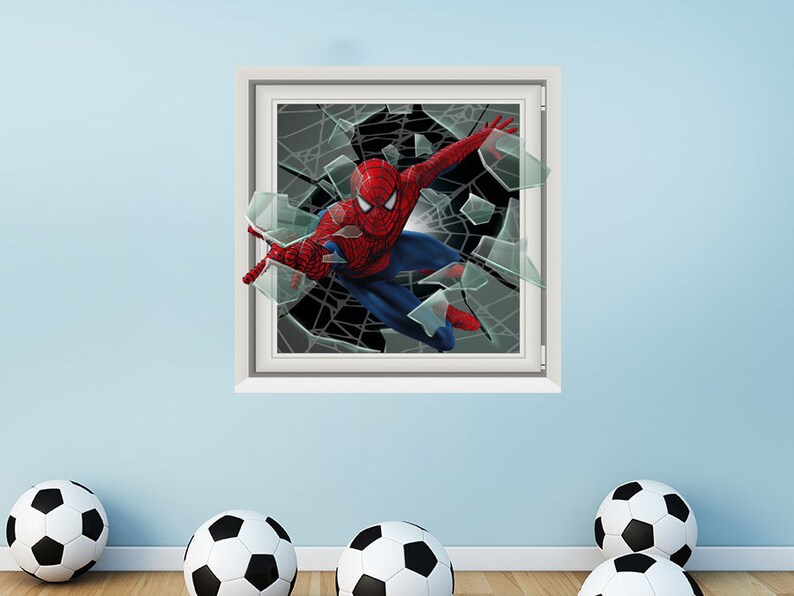 Spiderman Wall Decal. Superhero Window Vinyl Sticker for Boys - Etsy