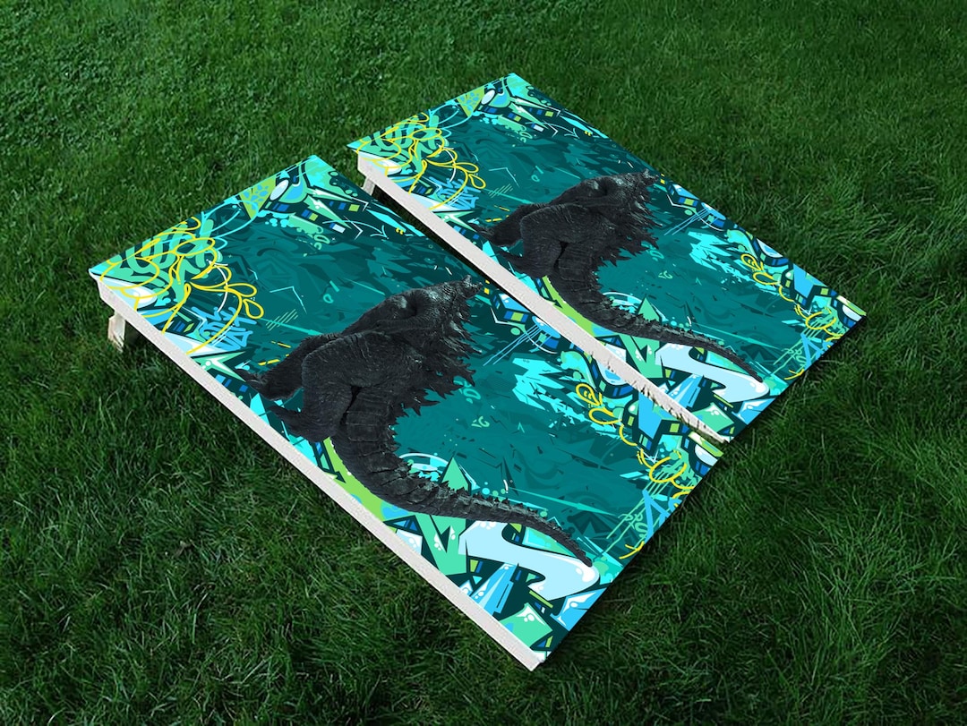 Godzilla Cornhole Board Wraps Sticker, Monster Horrors Vinyl Cover ...