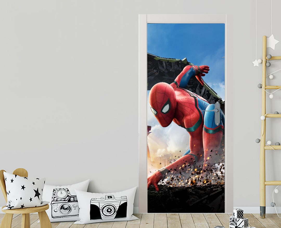 3D Spiderman Sticker for Door, Door Vinyl Skin, Door Cover, Front Door ...