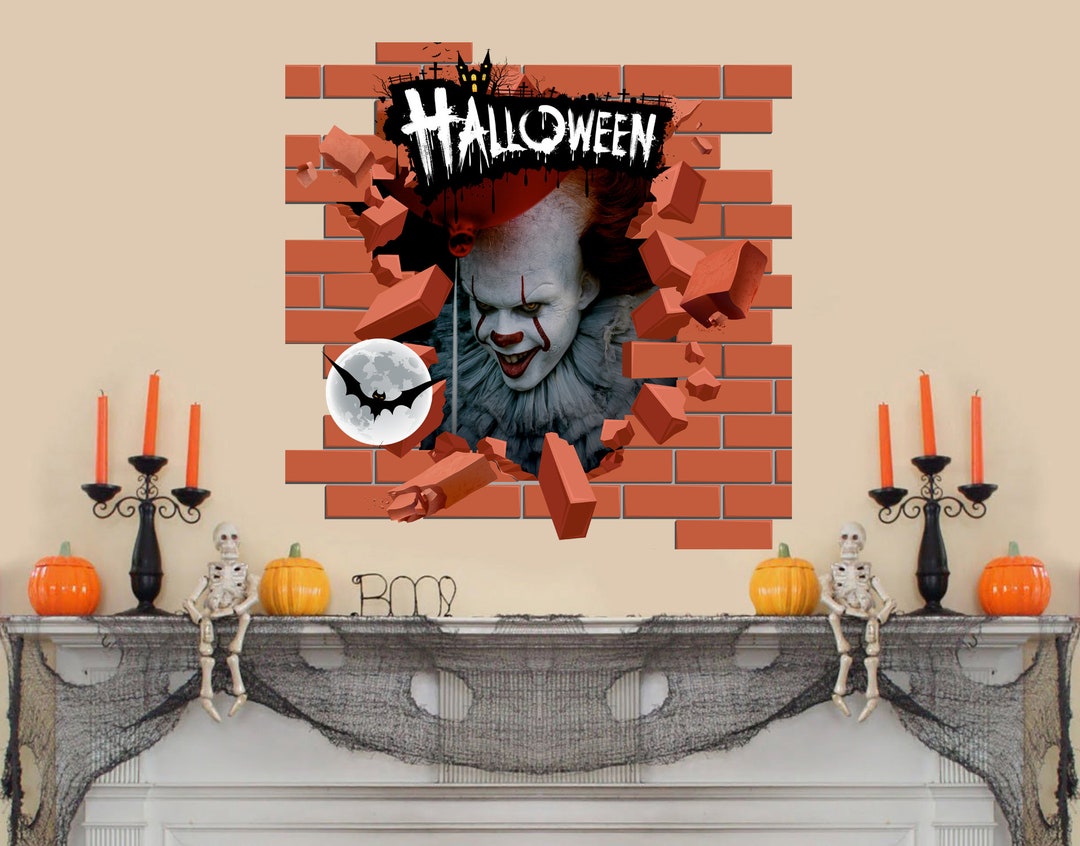 Pennywise Clown Sticker for Home Decor. Halloween Party Vinyl Murals ...