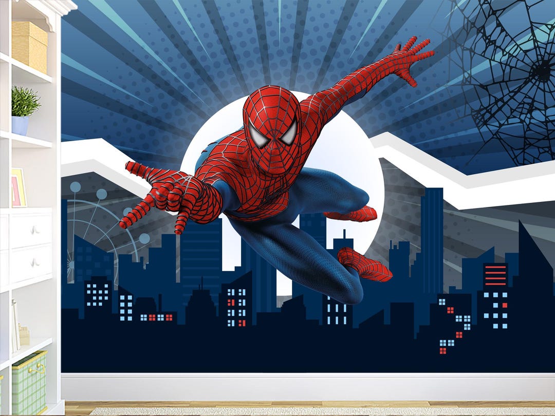 Spiderman Wallpaper for Kids Boys Room Removable. Superhero Wall Mural ...