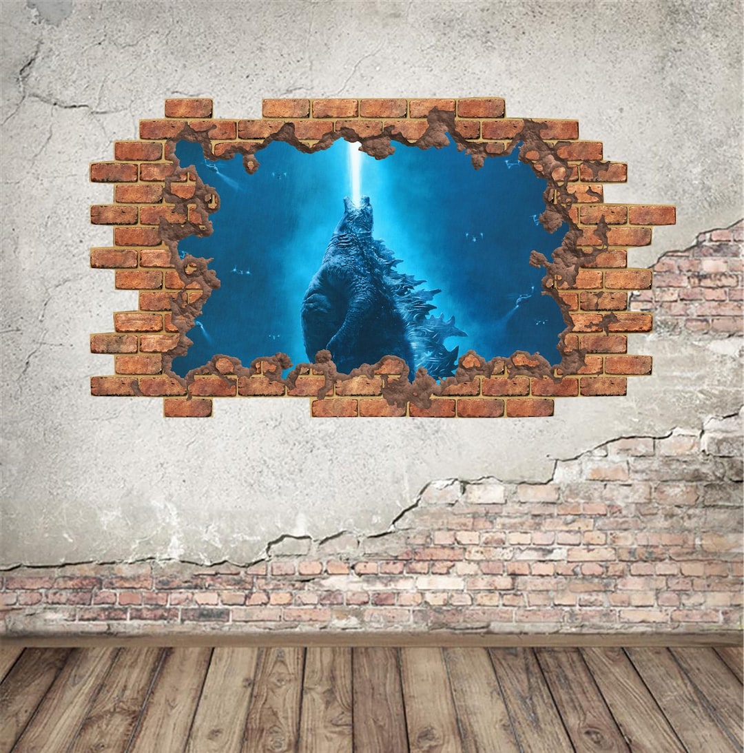 Monster Hole in the Decal, Movie Window Mural, Removable Vinyl Sticker ...