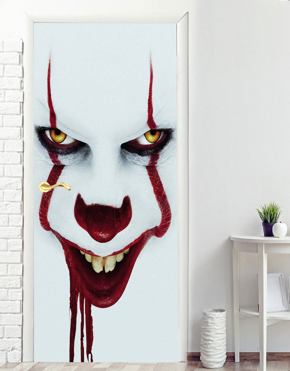 Pennywise Clown Door Cover Mural It Horrors Halloween Outdoor - Etsy