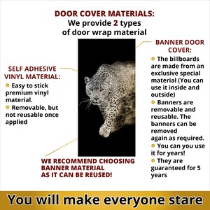 Leopard Door Mural, 3D Animals Decal, Door Vinyl Cover, Leopard Decals ...