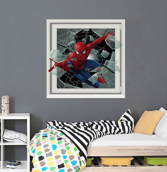 Spiderman Wall Decal. Superhero Window Vinyl Sticker for Boys - Etsy