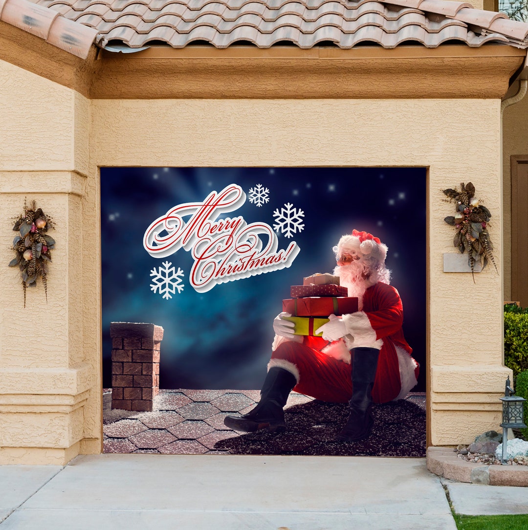 Santa Claus Single Garage Door Cover Christmas Day Garage - Etsy