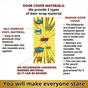 Superhero Decal for Door, Comic Book Door Cover Skin, Removable Door ...