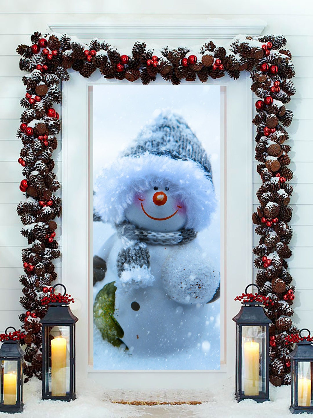 3D Snowman Front Door Murals Christmas Party Door Cover Peel - Etsy