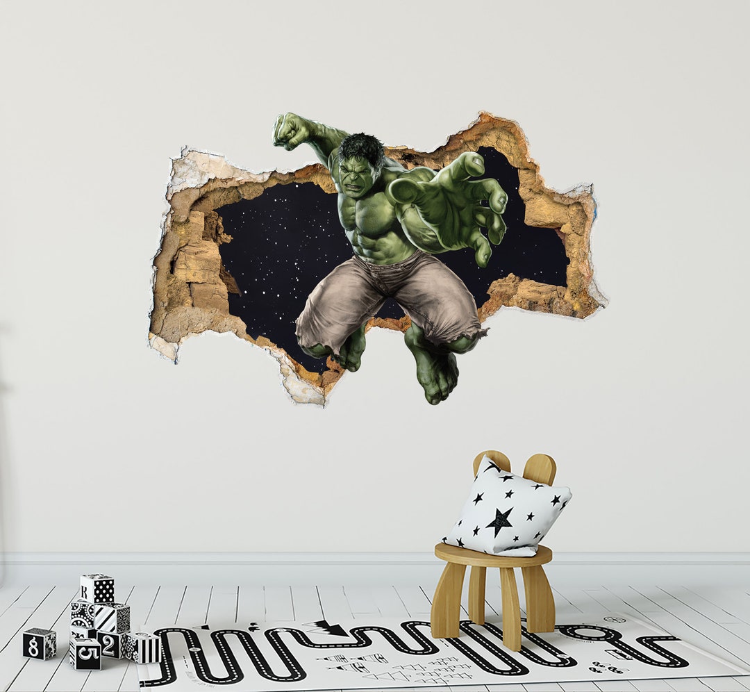 Hulk Wall Decal for Boy Nursery Room, Superhero Vinyl Mural Removable ...