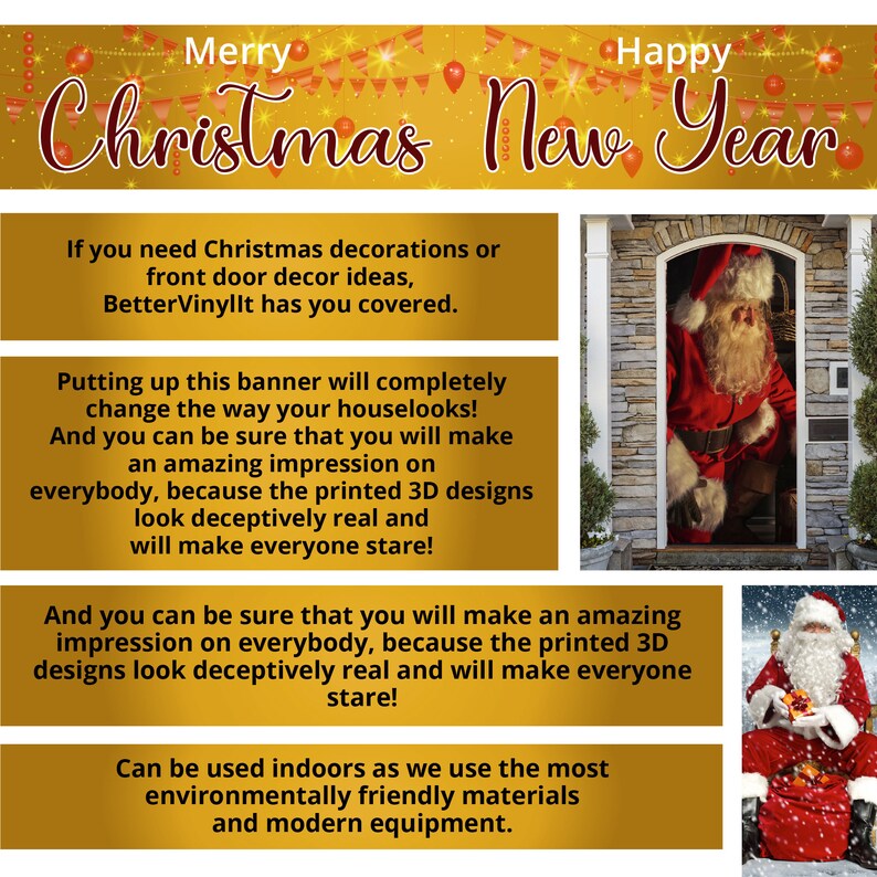 3D Snowman Front Door Murals Christmas Party Door Cover Peel - Etsy