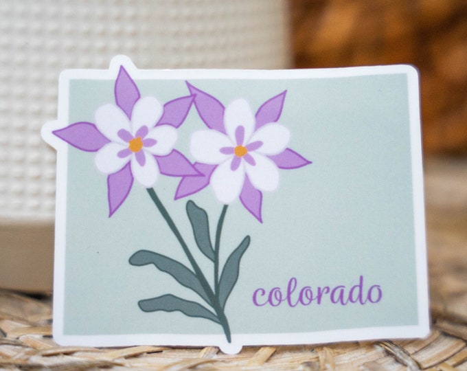 Colorado State Sticker, Colorado Sticker, State Sticker, Blue Columbine ...